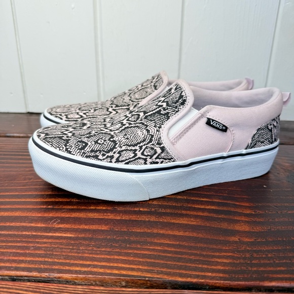 Vans | Shoes | Vans Asher Deluxe Snake Skin Print Lifted Slip On Shoes ...